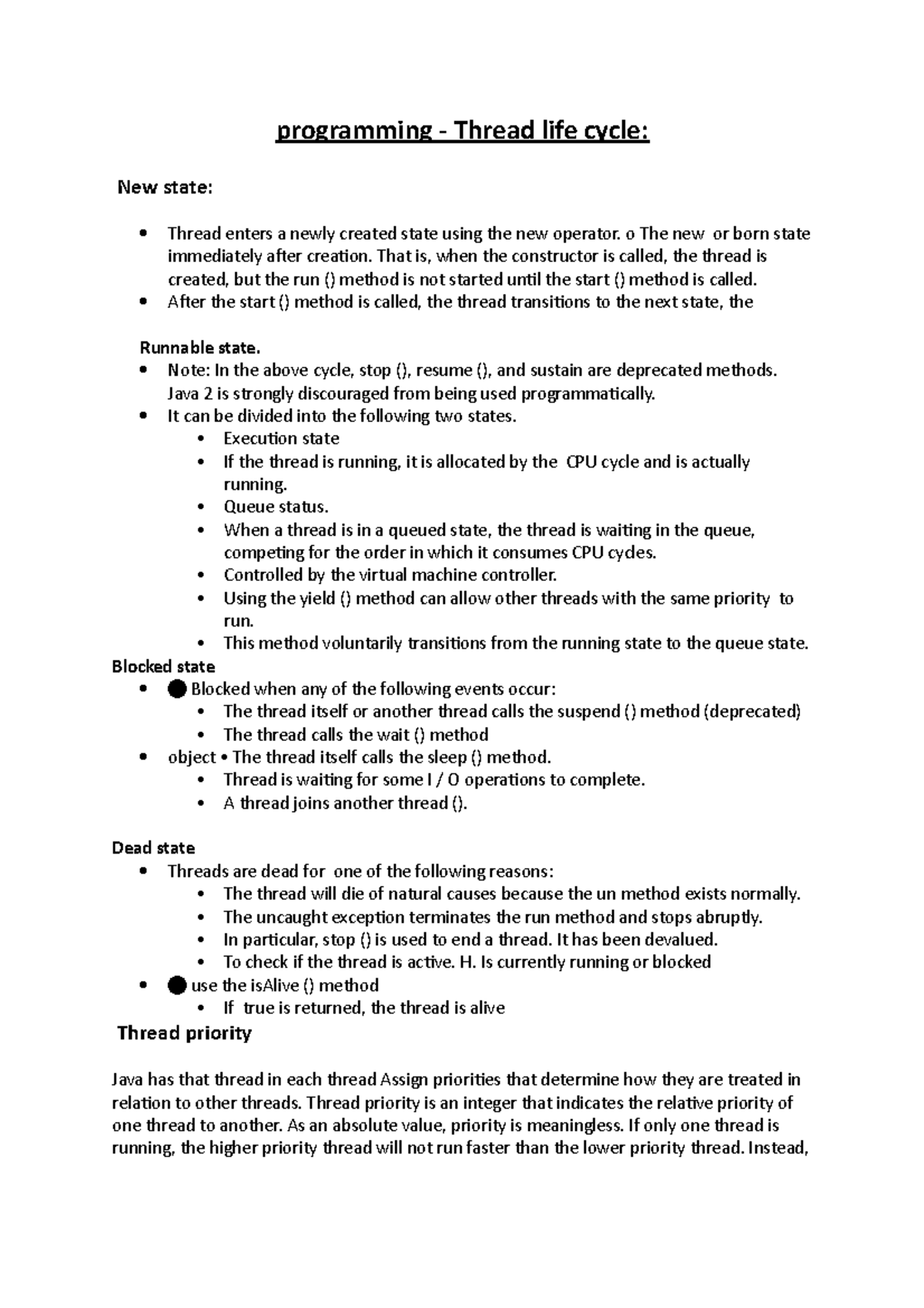 Programming - Thread life cycle - programming - Thread life cycle: New ...