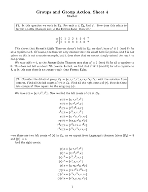 Sheet 1-01 - Groups and Group Actions, Sheet 1, HT Binary Operations ...