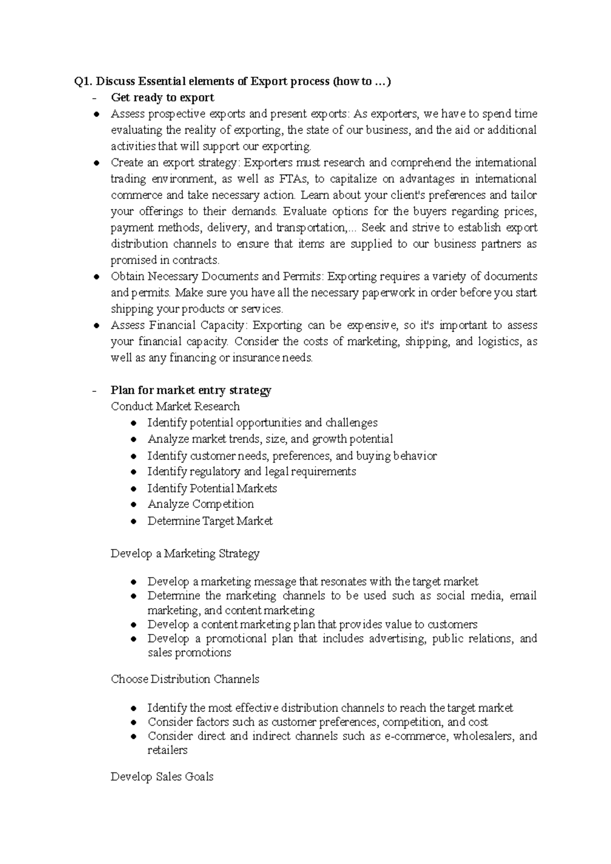 EIM Assignment 1 - Q1. Discuss Essential elements of Export process (how to ...) - Get ready to ...