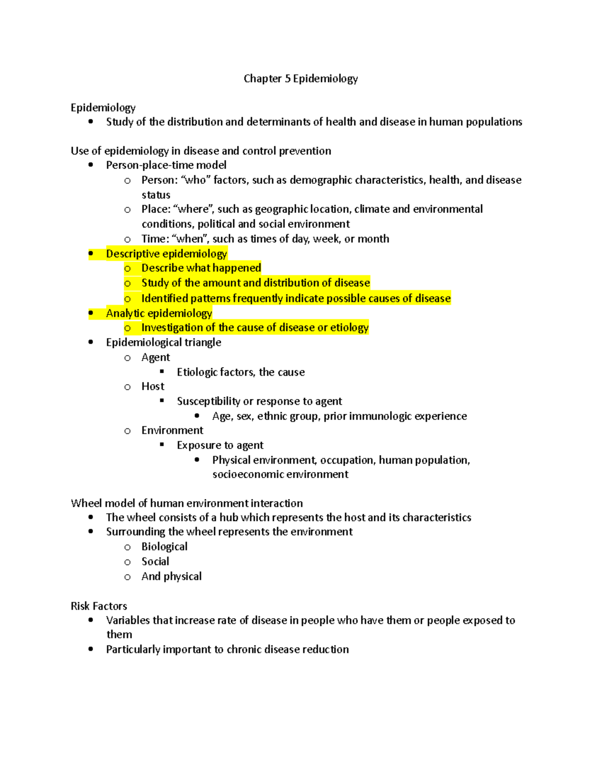 Chapter 5 Epidemiology - Chapter 5 Epidemiology Epidemiology Study of ...