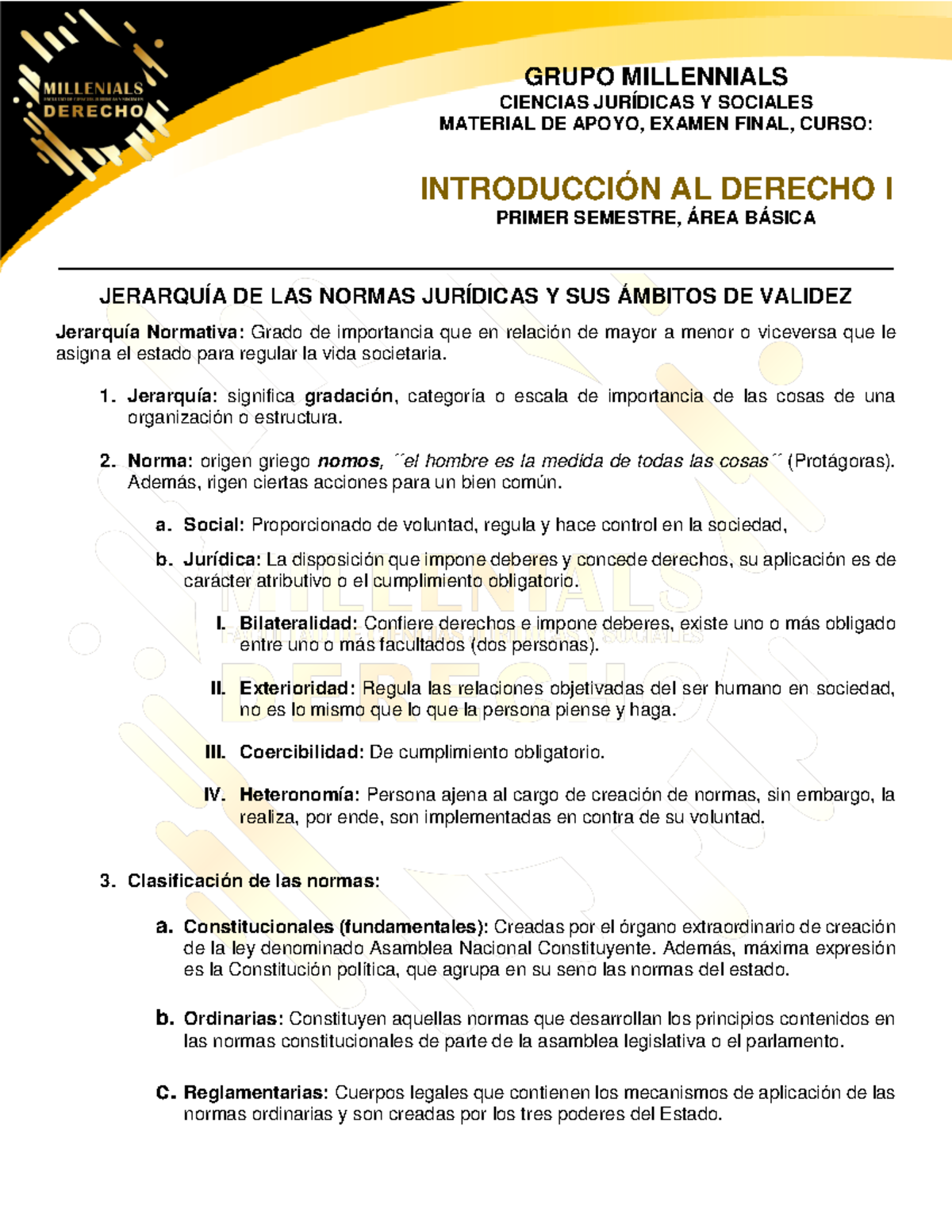 Introducción AL Derecho I, examen final - - Studocu