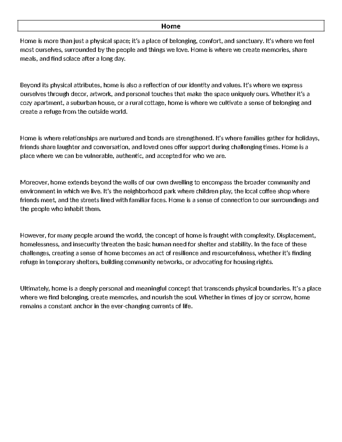 Home - Essay About Home | Basic English Knowledge - Home Home is more ...