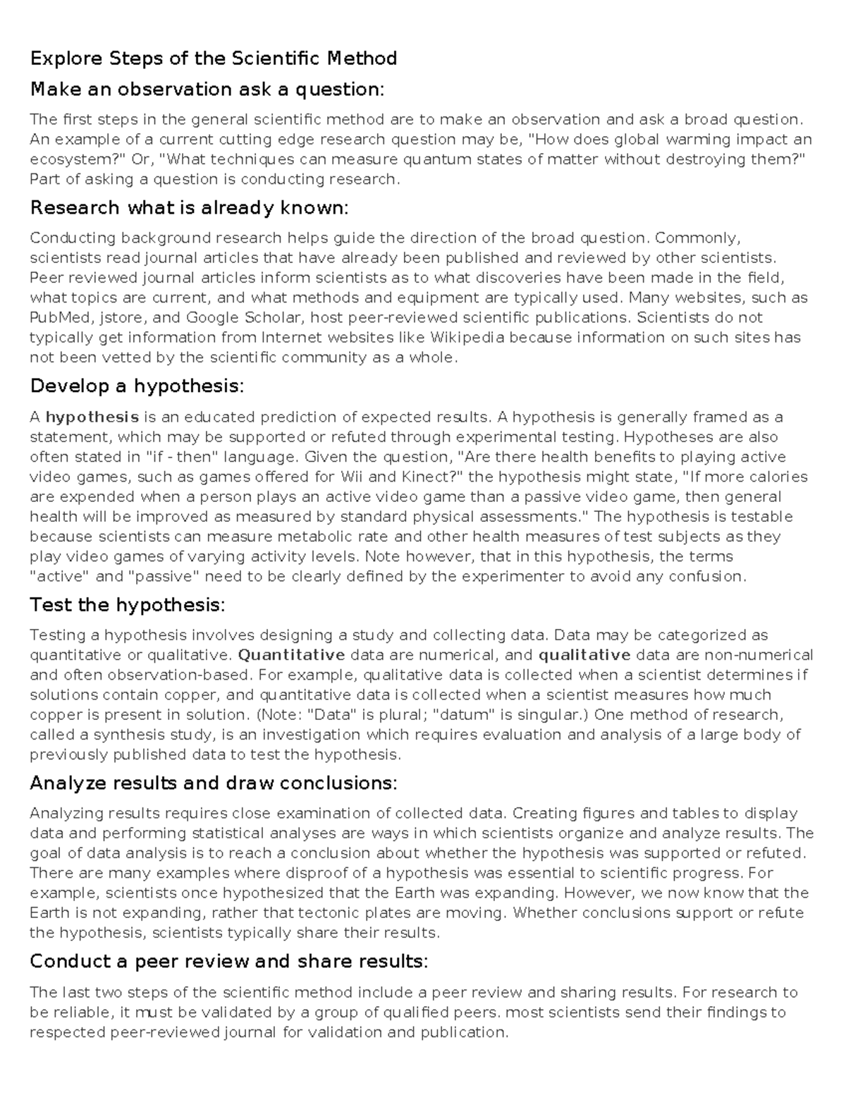 Scientifc method - Study Guide - Explore Steps of the Scientific Method ...