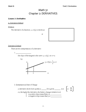 Limits Unit Review - Practice Materials for Calculus - MATH 31 LIMITS UNIT REVIEW If y = 3x + k ...