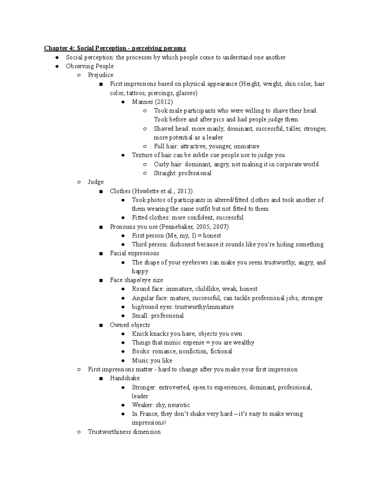 PS261 Exam 2 (Ch. 4-6) - Wells - Chapter 4: Social Perception ...