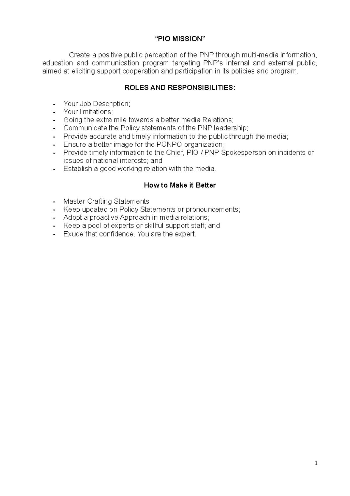 2 Do's and Dont's in Dealing with Media - “PIO MISSION” Create a ...