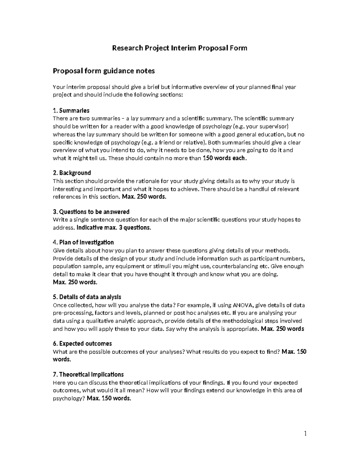 Interim Proposal Form - Research Project Interim Proposal Form Proposal ...