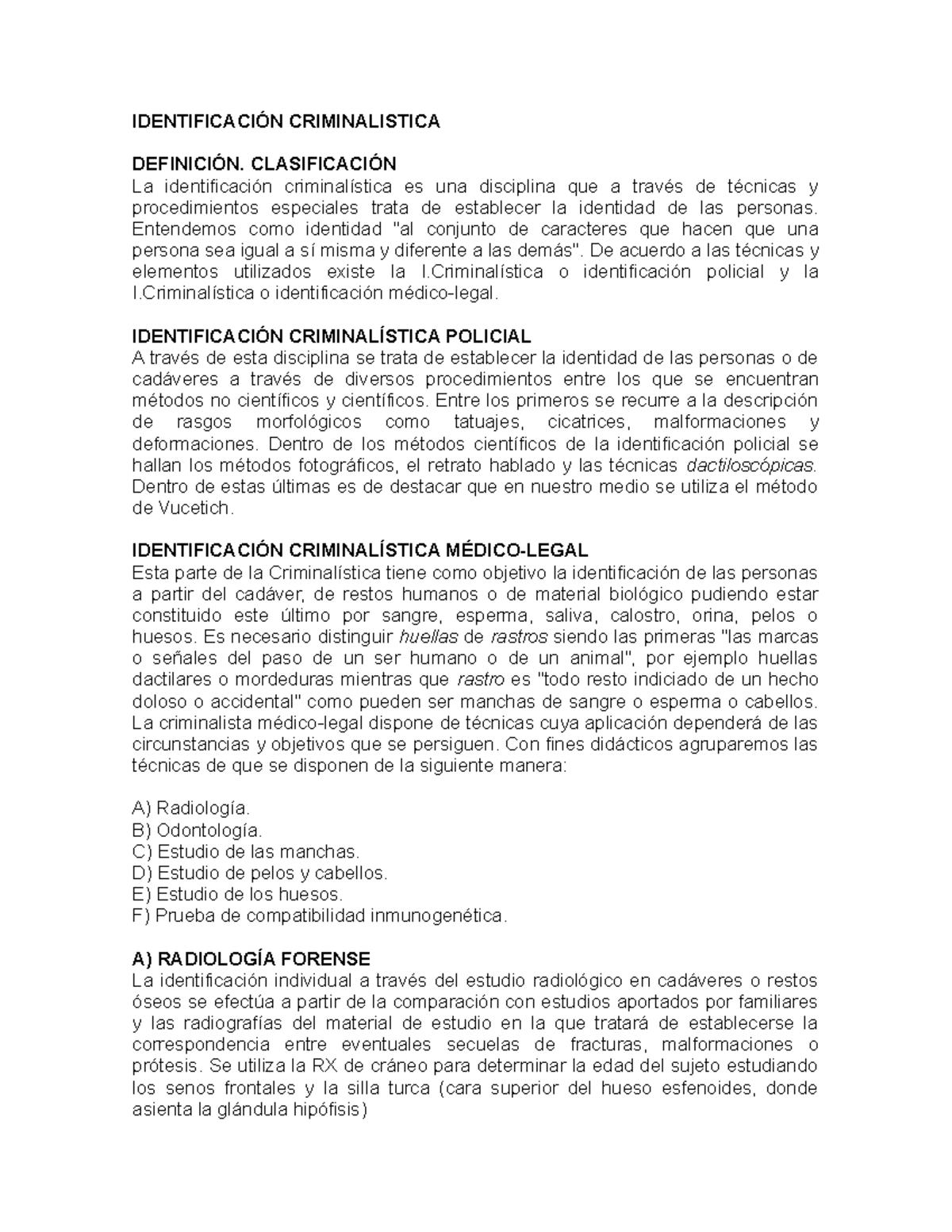 Identificacion Criminalistica - IDENTIFICACIÓN CRIMINALISTICA ...