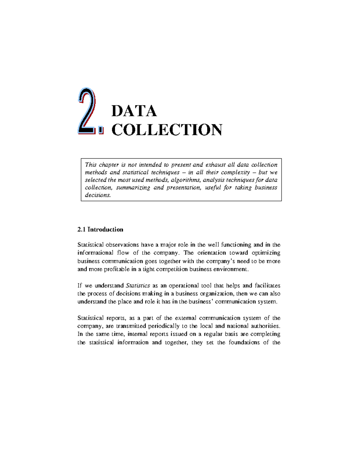 Chapter 2 - Data collection - DATA COLLECTION This chapter is not ...