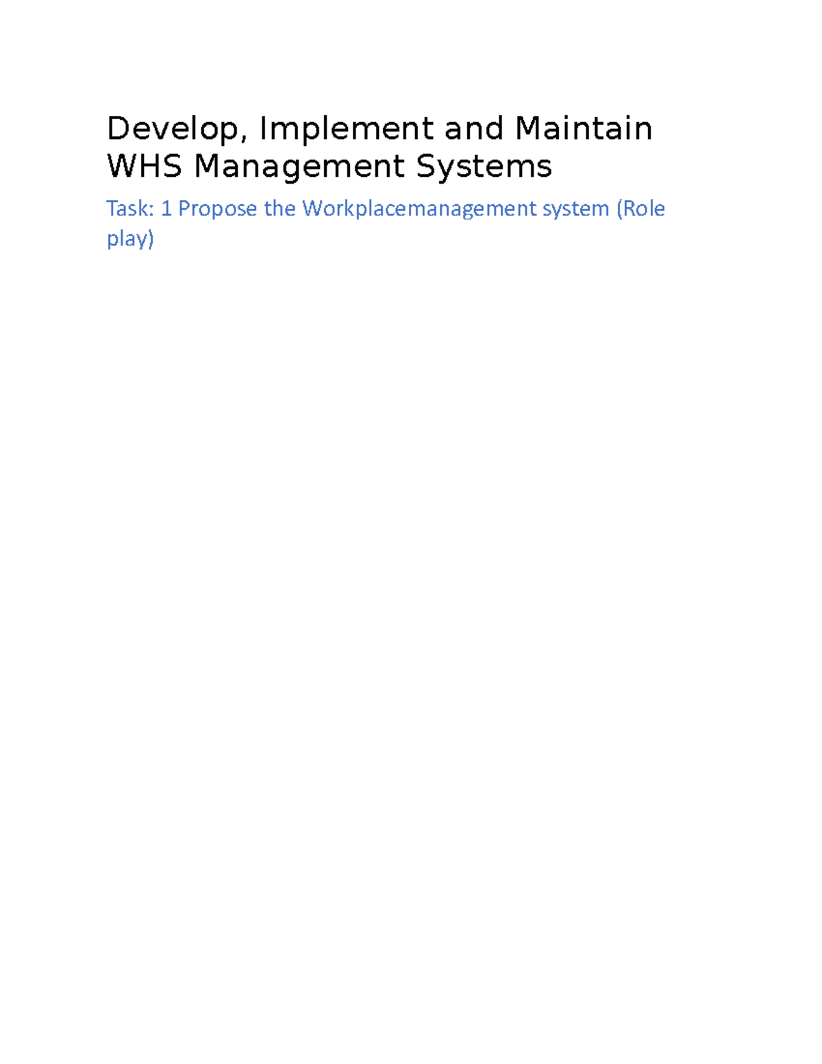 Develop, Implement and Maintain WHS Management Systems - Pitstop is a privately owned company ...