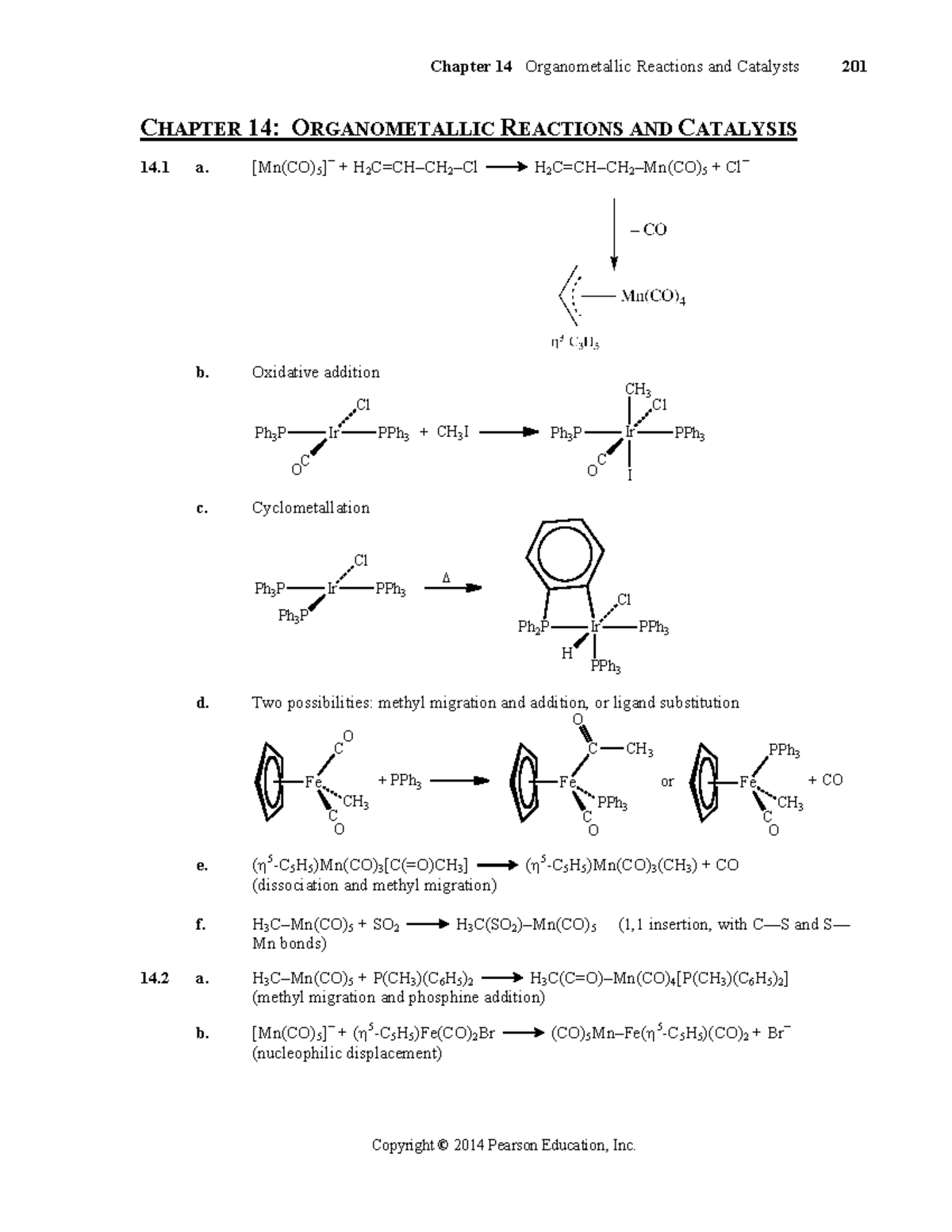 Pdfcoffee - chemical stuff - C HAPTER 14: ORGANOMETALLIC R EACTIONS AND ...