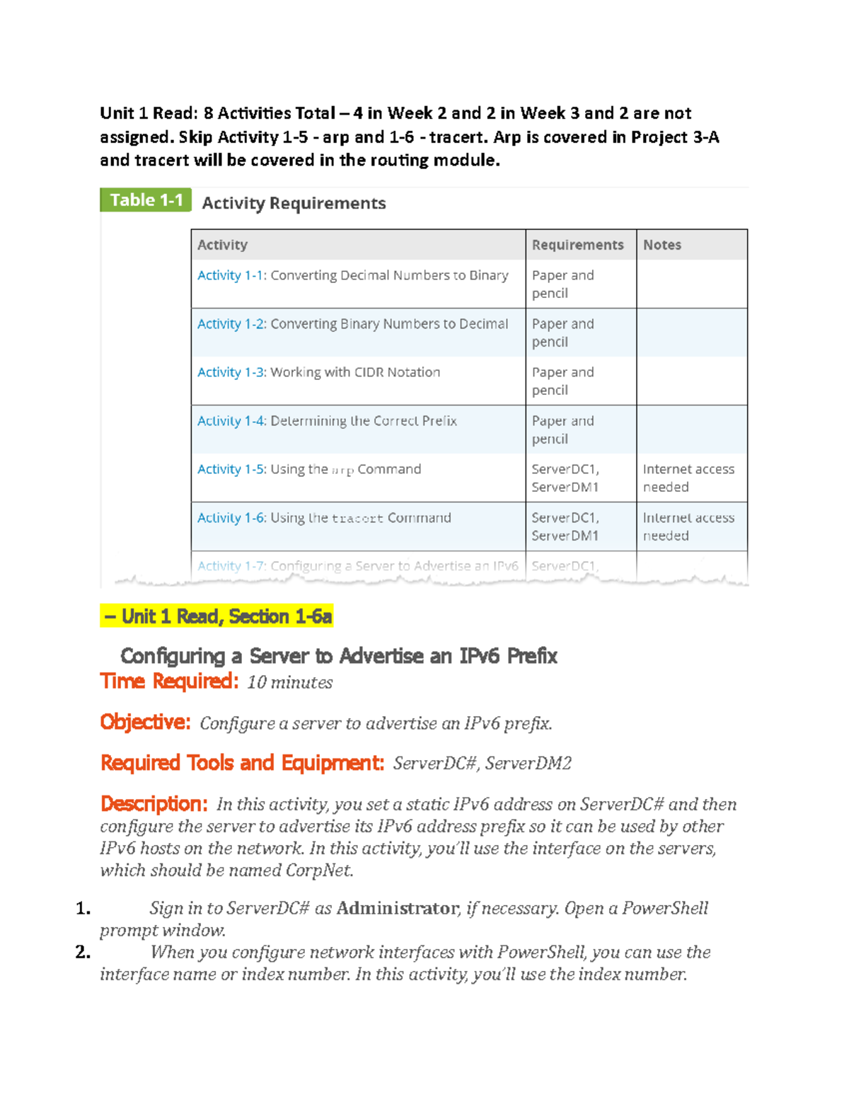 Chap1 Activities 7 8 - administration windows - Unit 1 Read: 8 ...