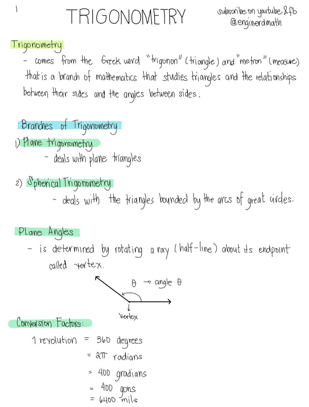 Trigonometry-Notes - Its just a notes - I TRIGONOMETRY subscribe on ...