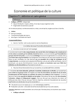 Économie et politiques - 1. Définition et cadre général Définitions 1.1 ...