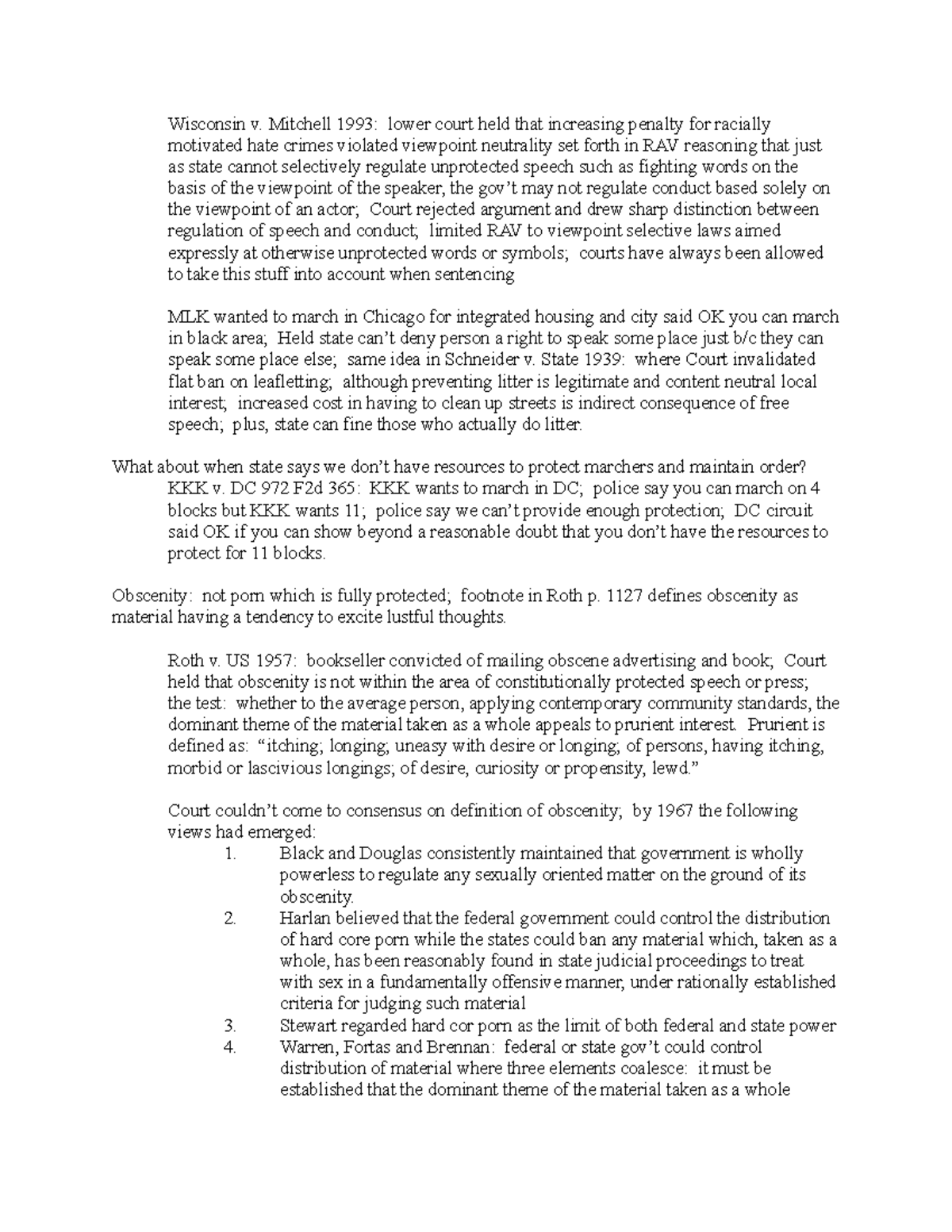 Criminal Law - Prof. Harrell 1 - Wisconsin v. Mitchell 1993: lower ...