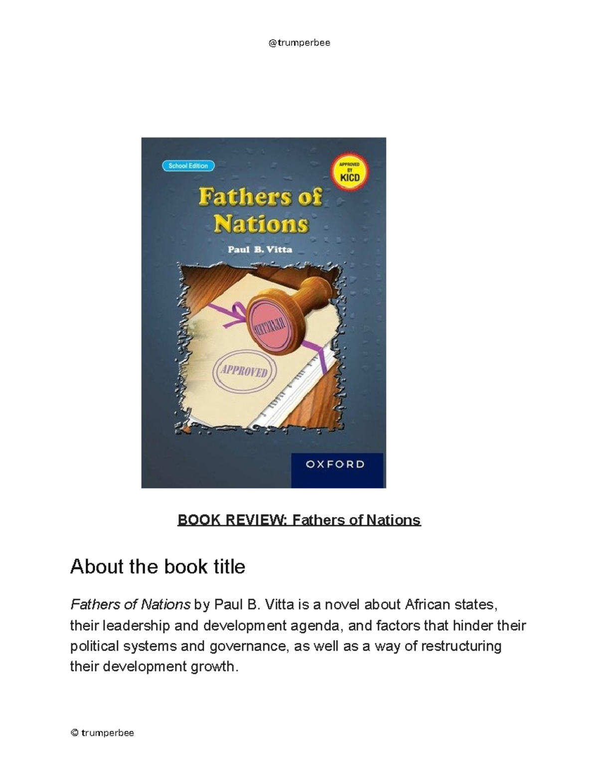 Fathers of nations - Learning - BOOK REVIEW: Fathers of Nations About ...