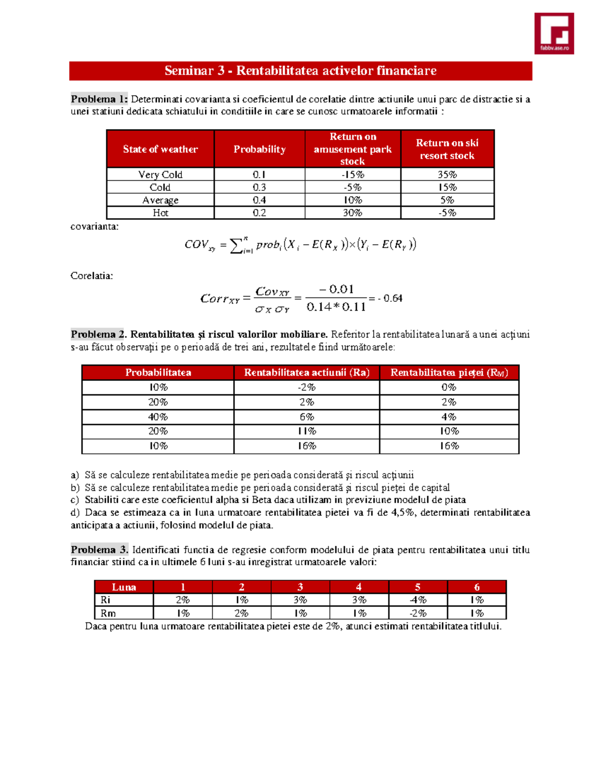 Seminar 3 2023 Handout - Seminar 3 - Rentabilitatea activelor ...