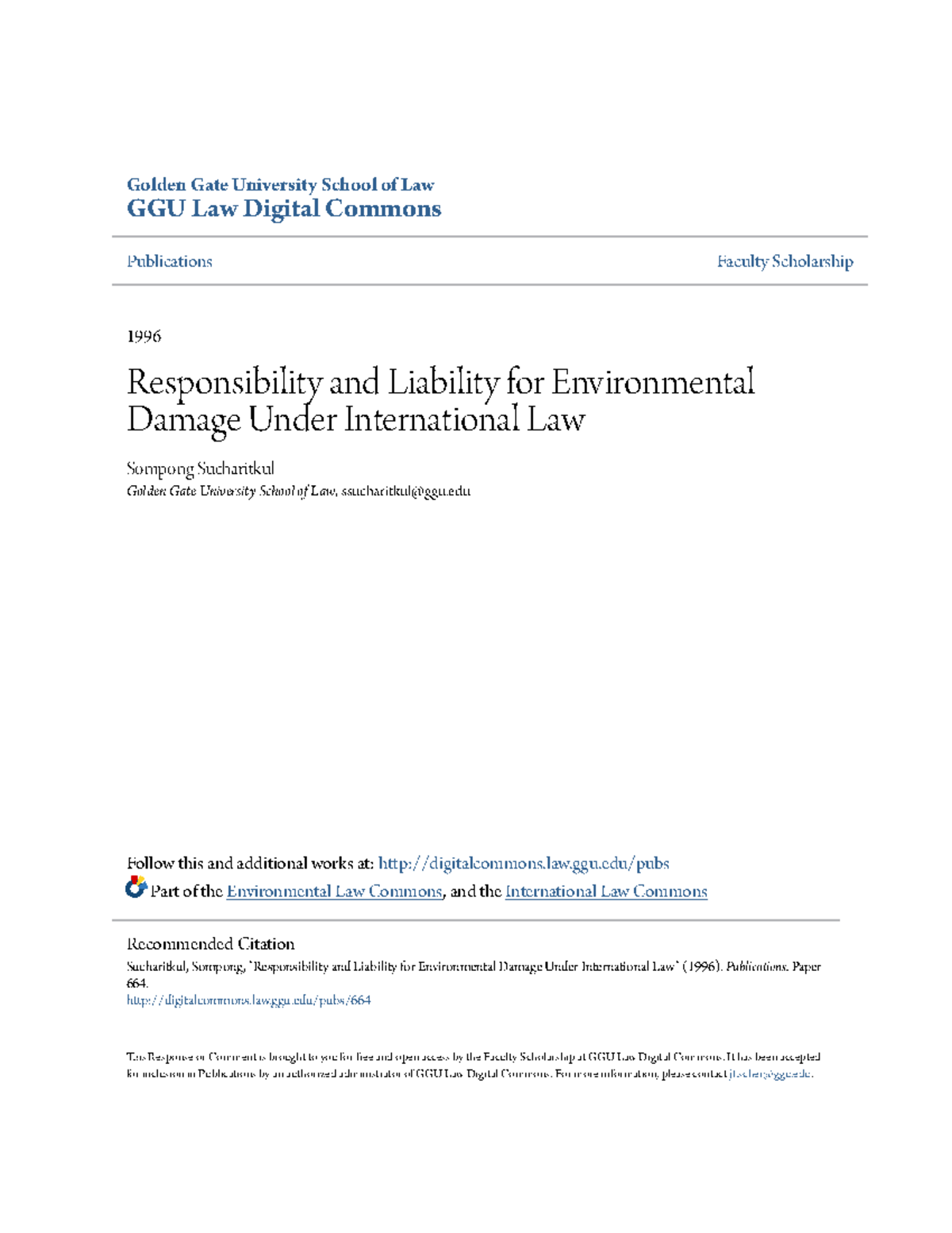 Responsibility and Liability for Environmental Damage Under Inter ...