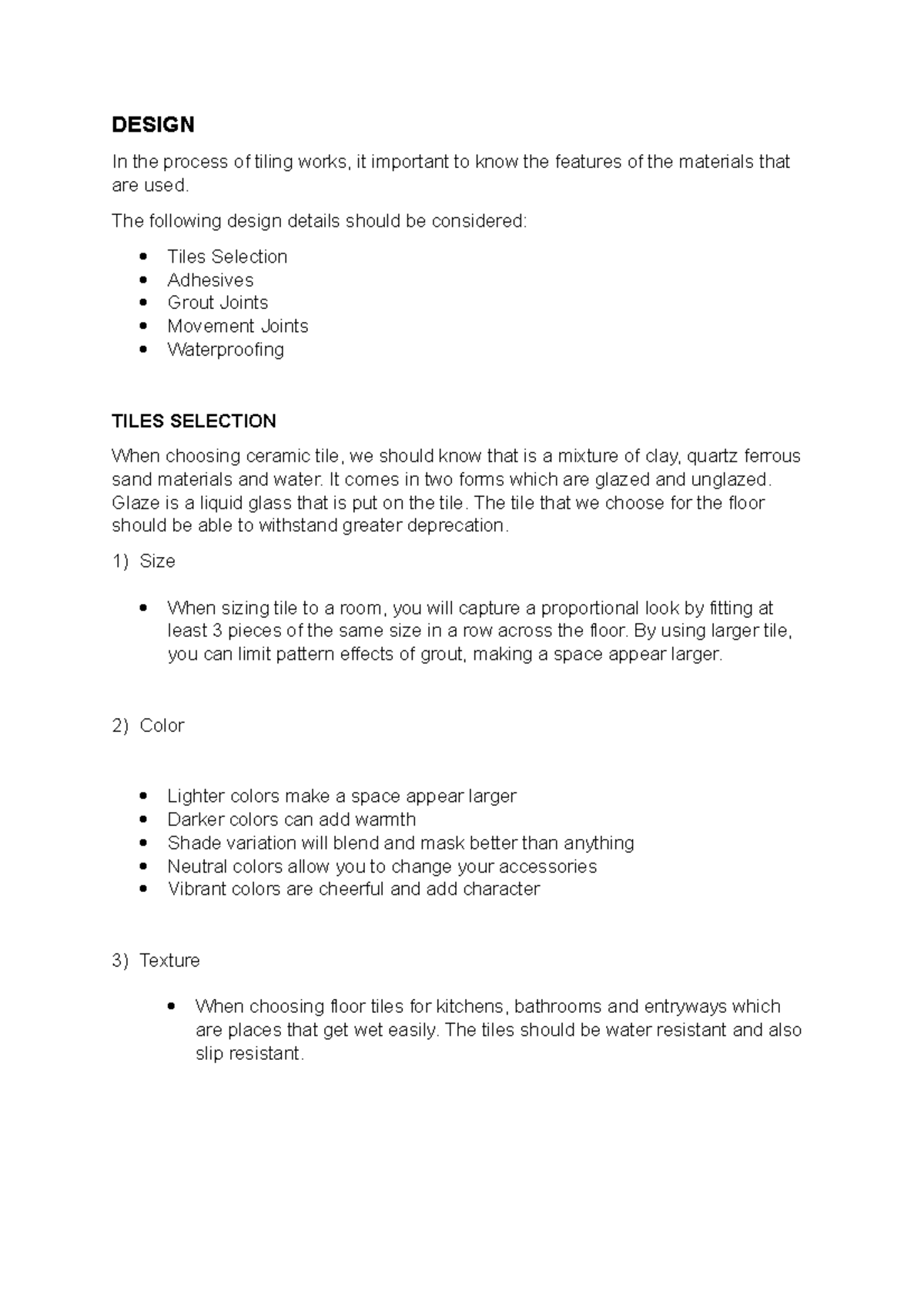 Ceramic tiles design - DESIGN In the process of tiling works, it ...