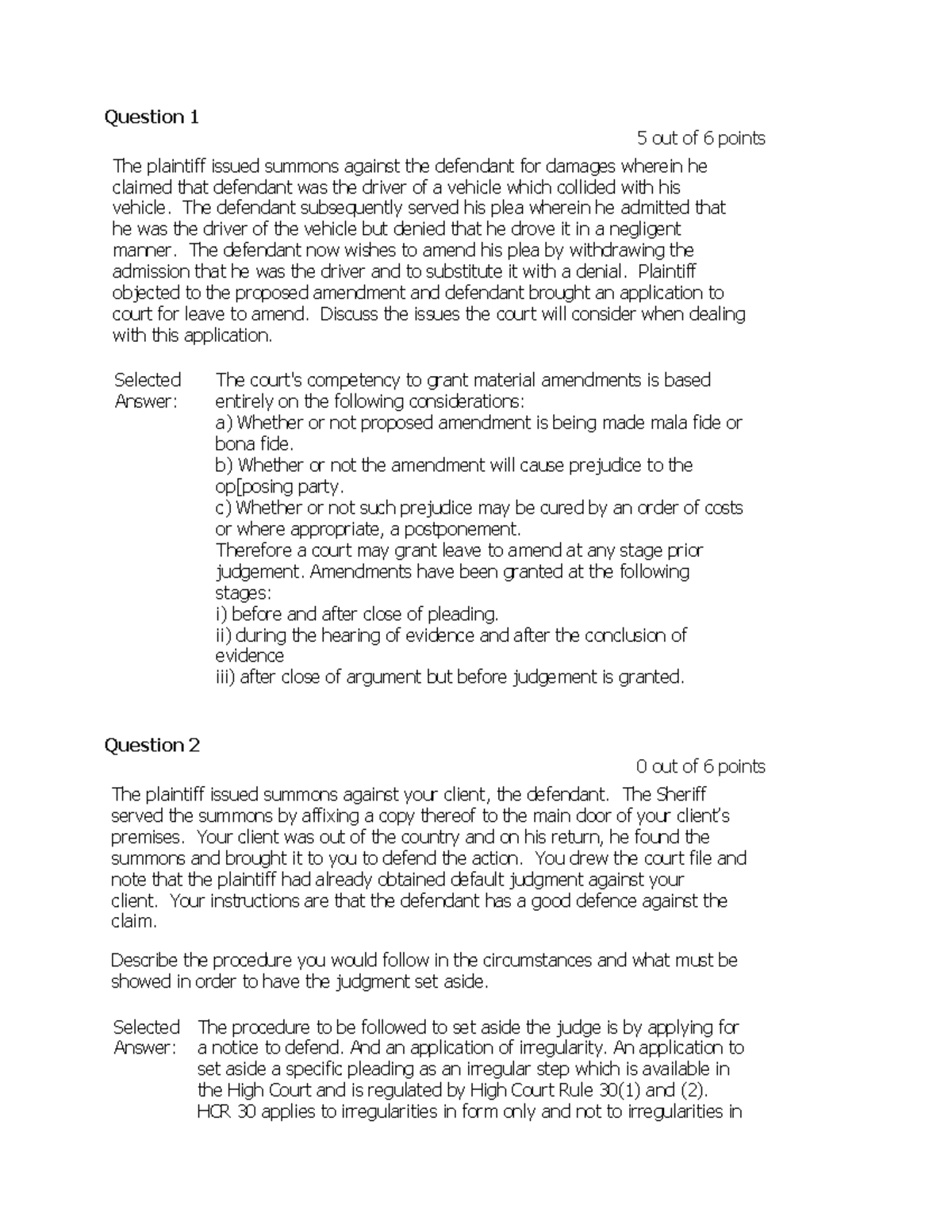 Supplementary Exam - Supplemental exam 2021 civil procedure A ...