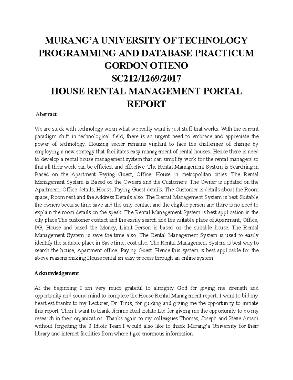 Rsp - hklanflnldnljn - MURANG’A UNIVERSITY OF TECHNOLOGY PROGRAMMING AND DATABASE PRACTICUM ...