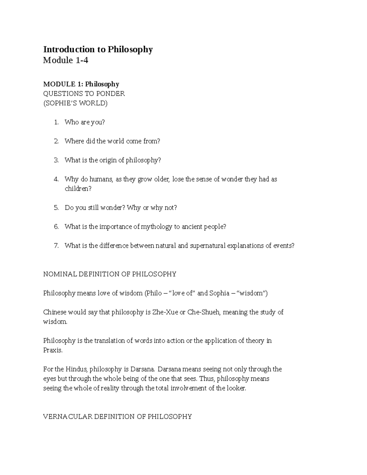 Introduction to Philosophy Reviewer Notes Q1 - Introduction to ...