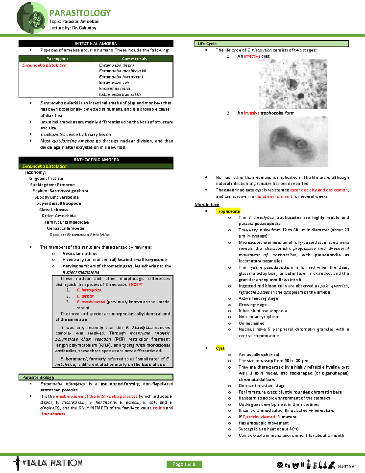 2 Parasitology - Parasitic Amoebas - Topic: Parasitic Amoebas Lecture ...