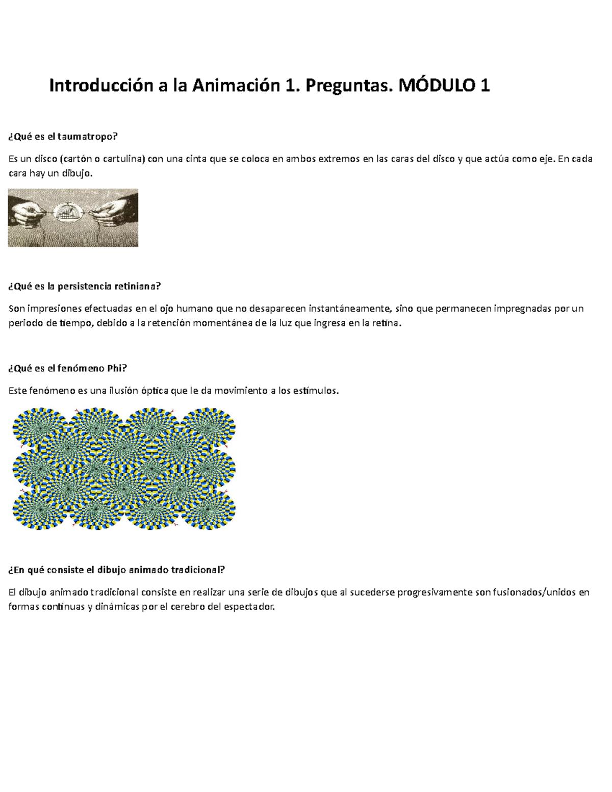 Preguntas Animacion Digital - Introducción a la Animación 1. Preguntas ...