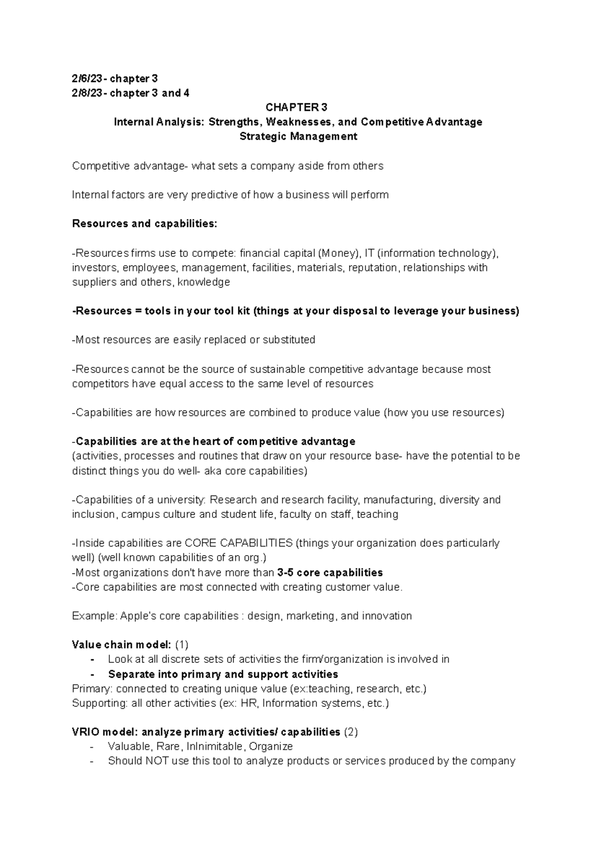 Chapter 3 Internal Analysis Strengths, Weaknesses, and Competitive ...