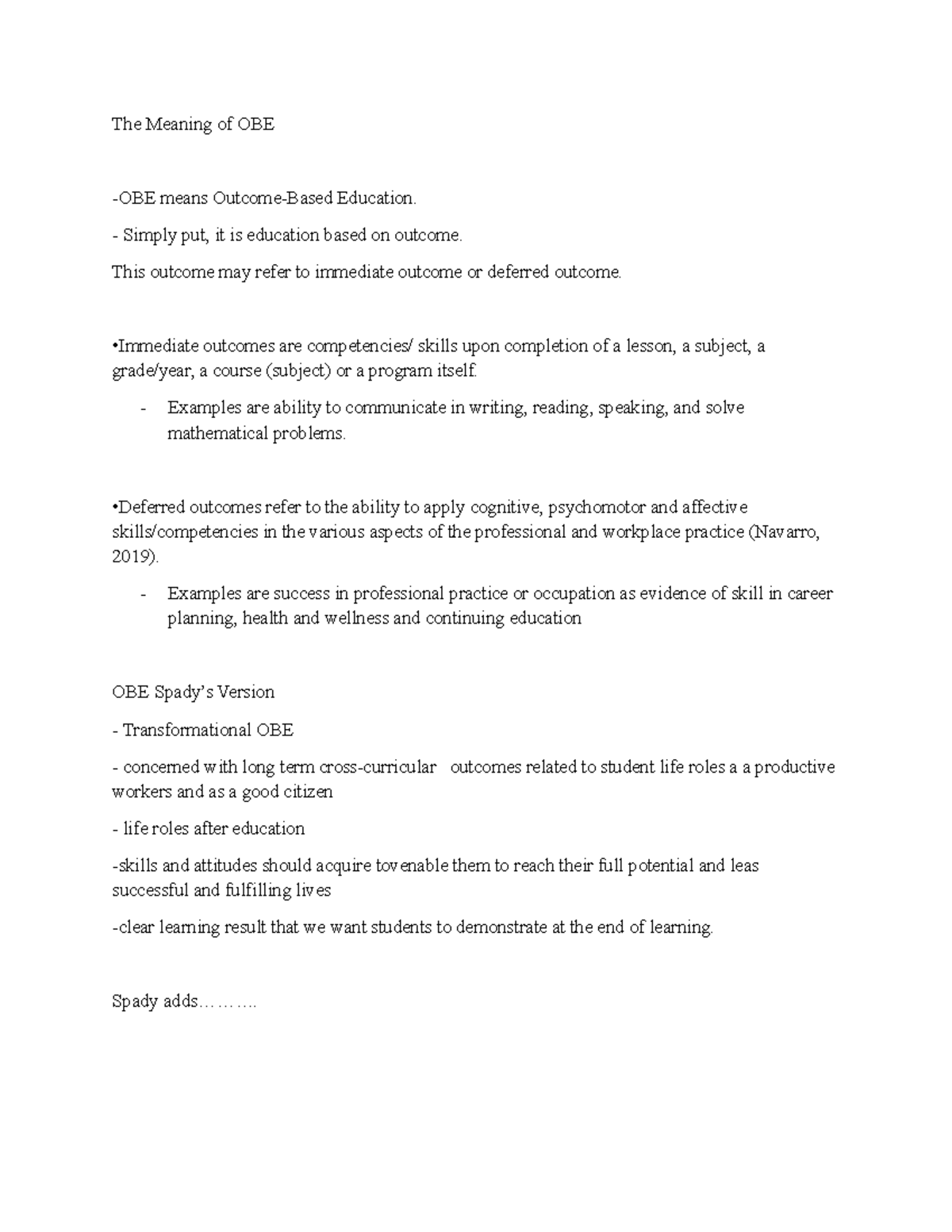 Document - Gahahhajaaha - The Meaning of OBE -OBE means Outcome-Based ...