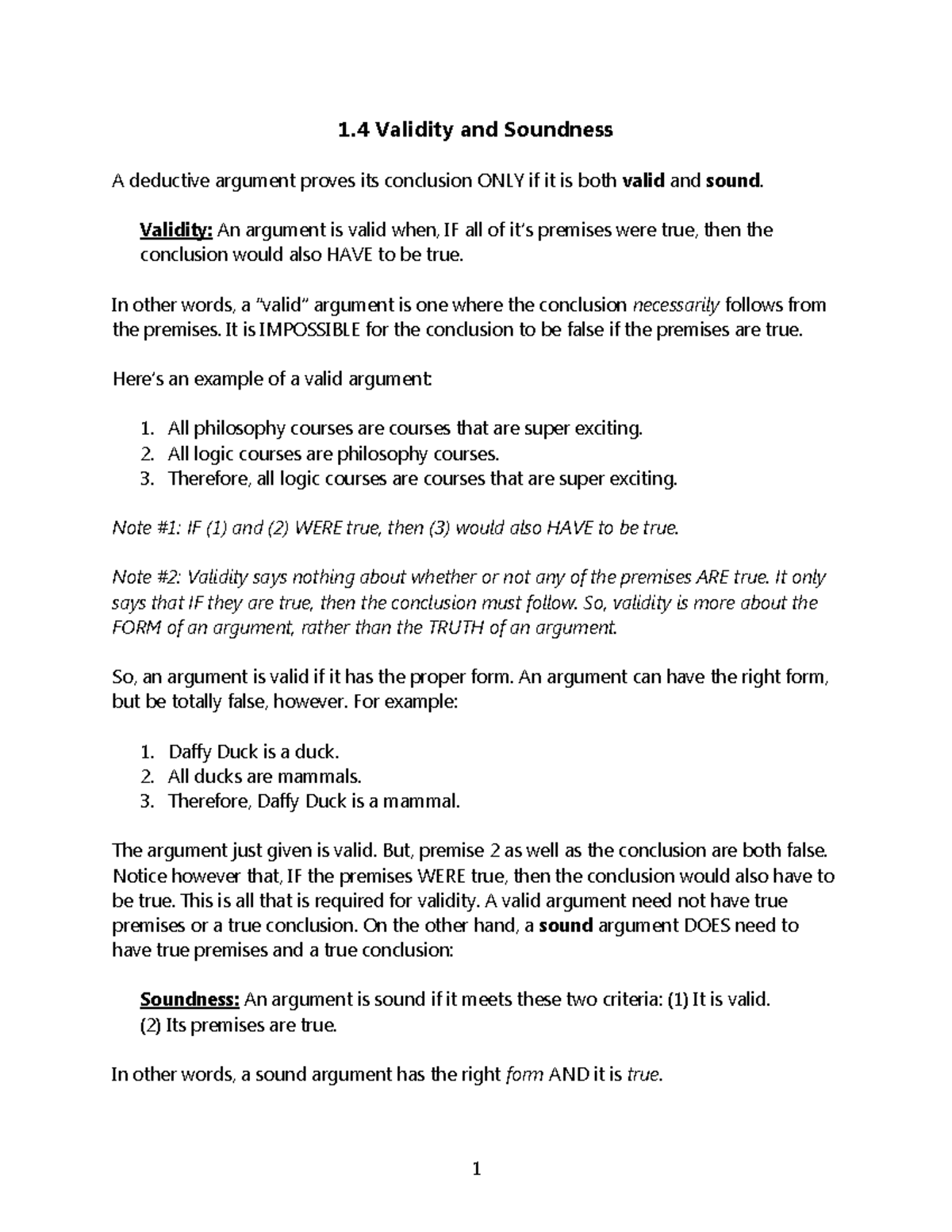 PHI 1101 - Validy and Soundness guide - PHI1101 - uOttawa - Studocu