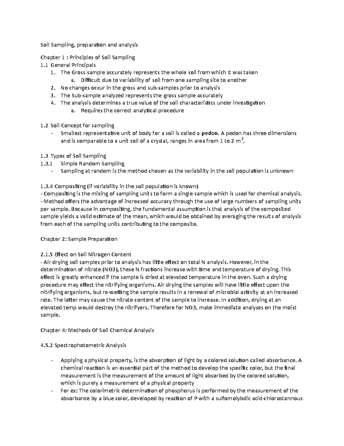 Soil Sampling - Notes - Soil Sampling, preparation and analysis Chapter ...
