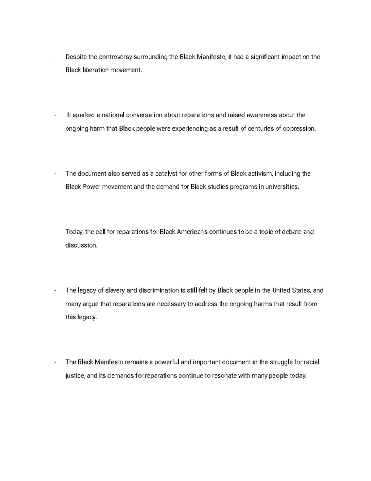 How the black manifesto affected society today - Despite the ...