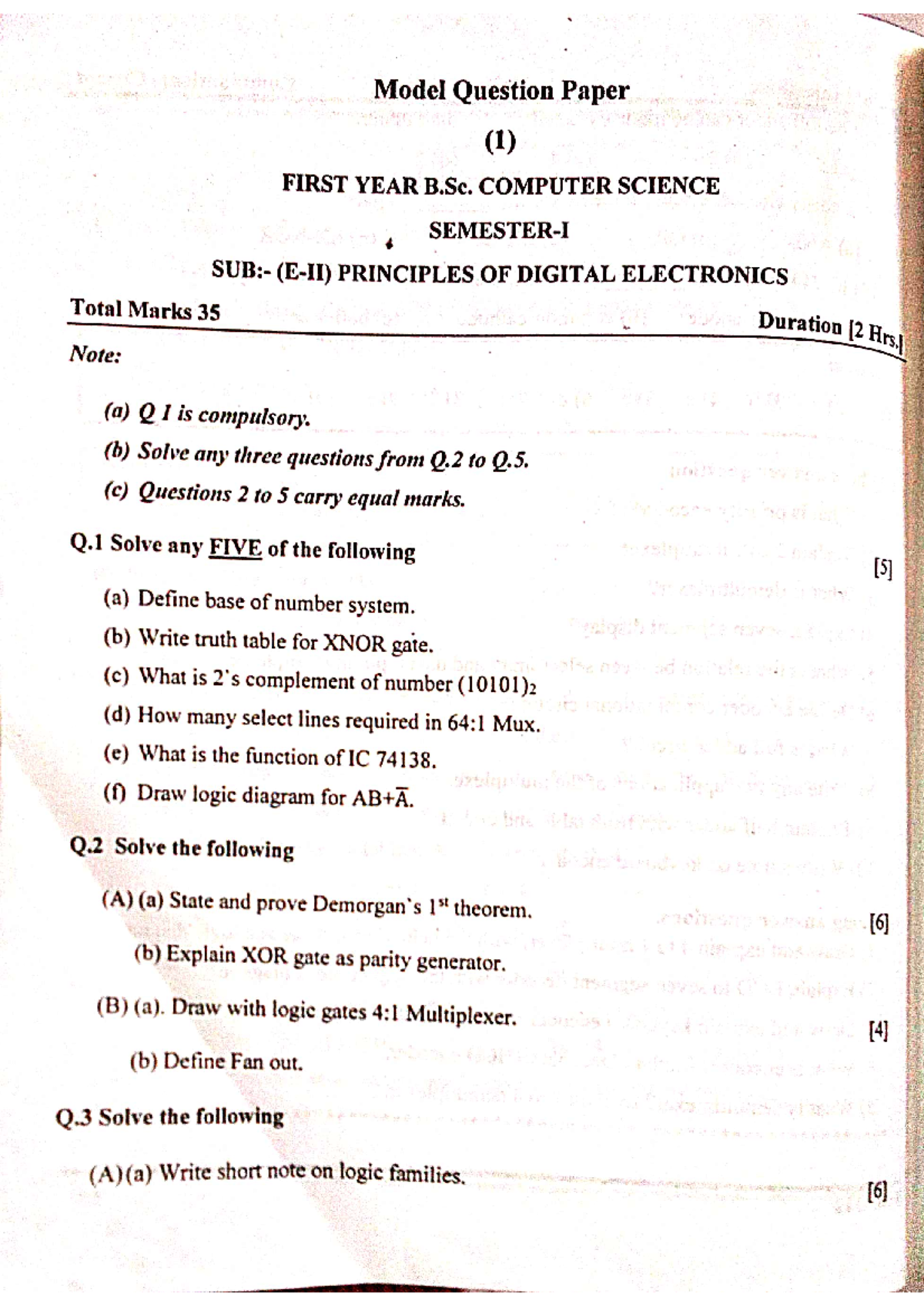 Questions paper of E-2 - It is very useful - Bsc (computer science ...