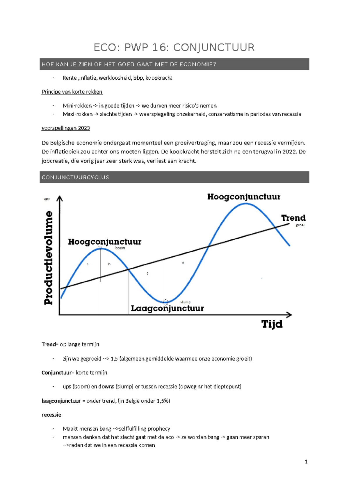 Economie conjunctuur - ECO: PWP 16: CONJUNCTUUR HOE KAN JE ZIEN OF HET ...