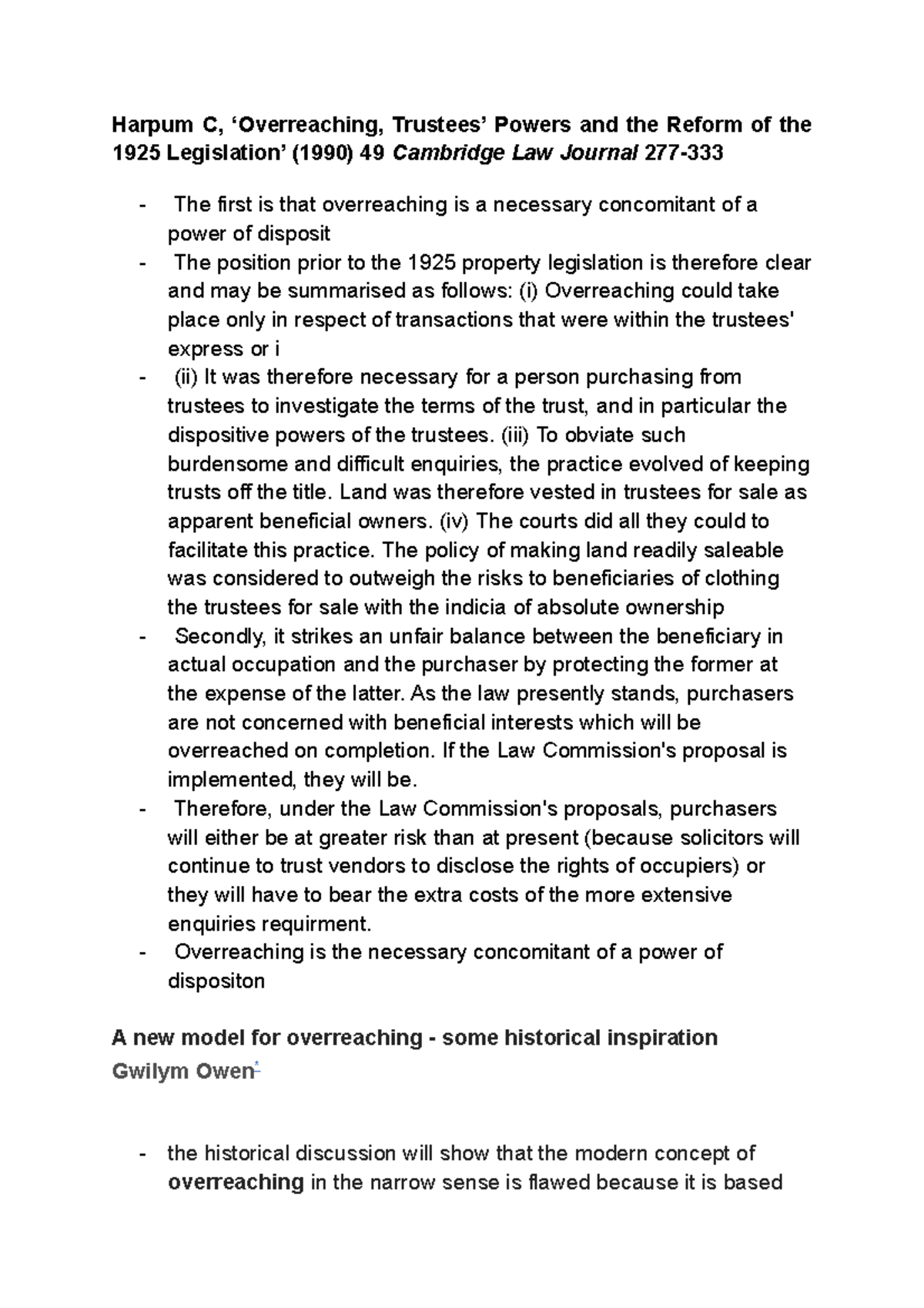 Overeaching themes - Summary of different materials on overreaching ...