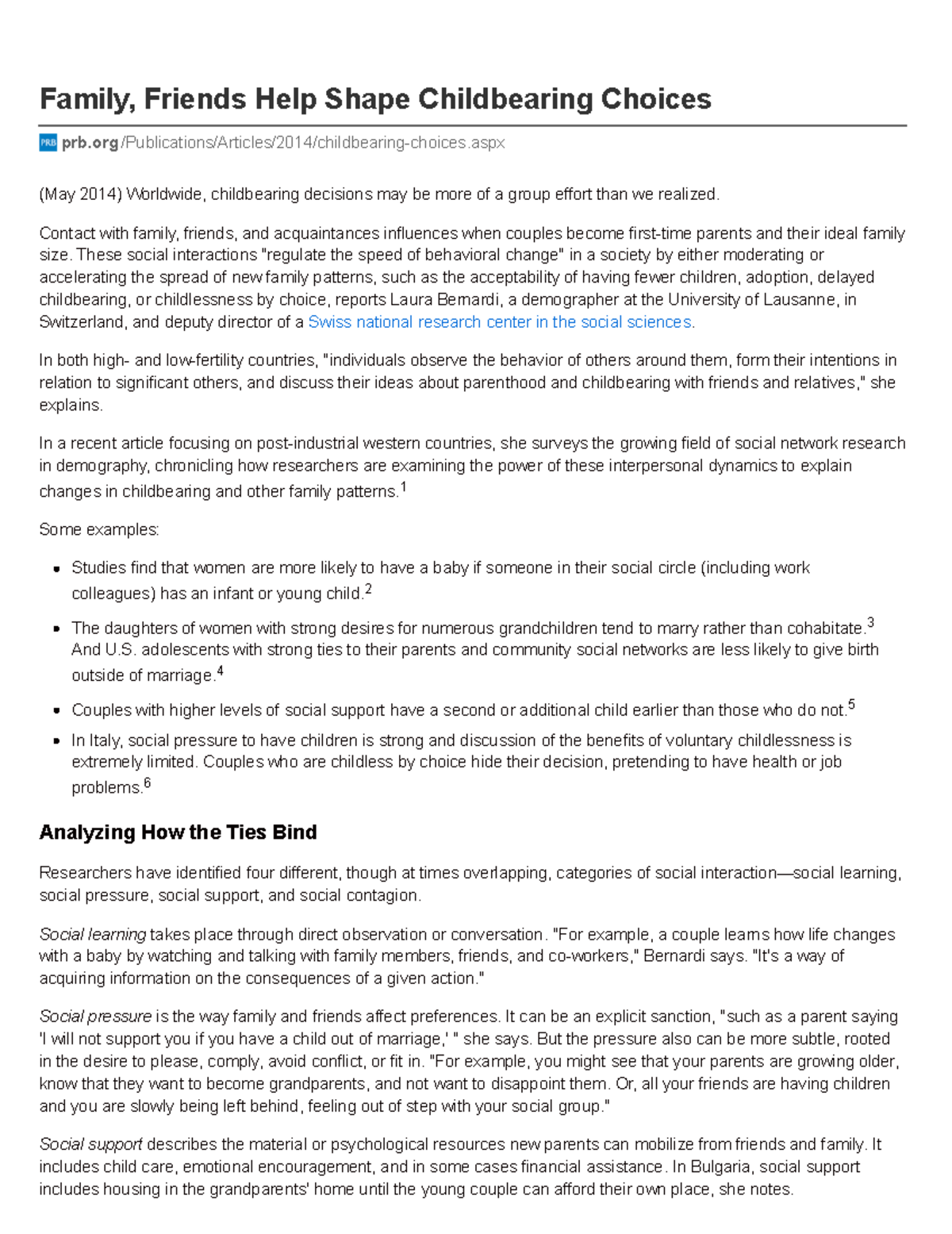 Family Friends Help Shape Childbearing Choices- Article 3 - Family ...