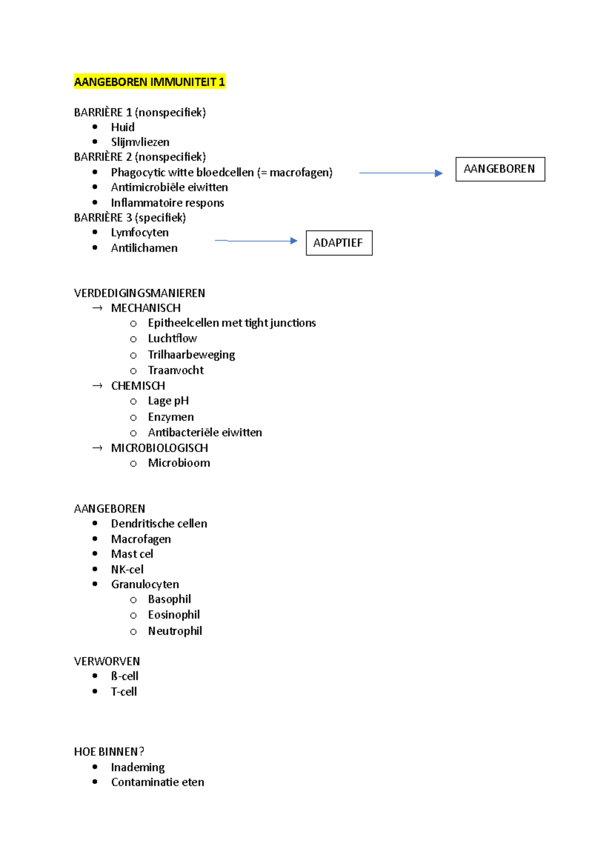 Aangeboren Immuniteit - AANGEBOREN IMMUNITEIT 1 BARRIÈRE 1 ...