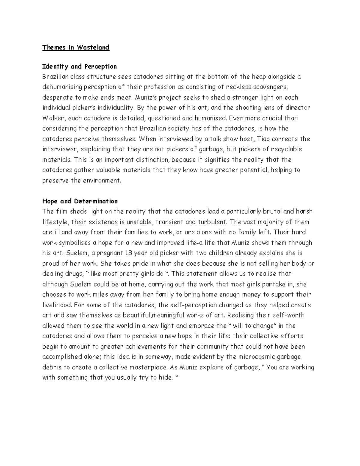 Themes in Wasteland - Themes in Wasteland Identity and Perception ...