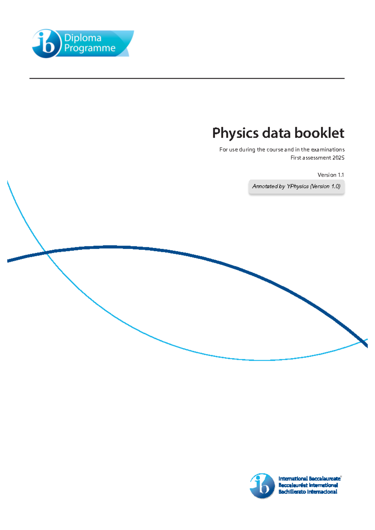 [ Annotated] Data Booklet 2025 - English - Physics data booklet For use ...
