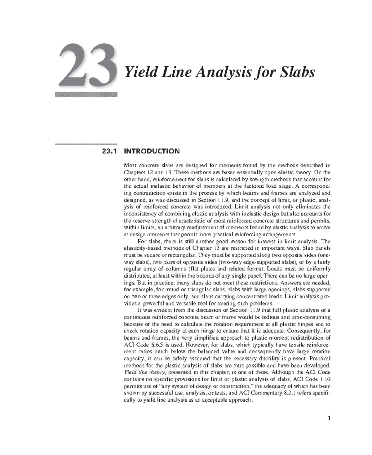 Yield Line Analysis for Slabs - 1 23 Yield Line Analysis for Slabs 23 INTRODUCTION Most concrete ...