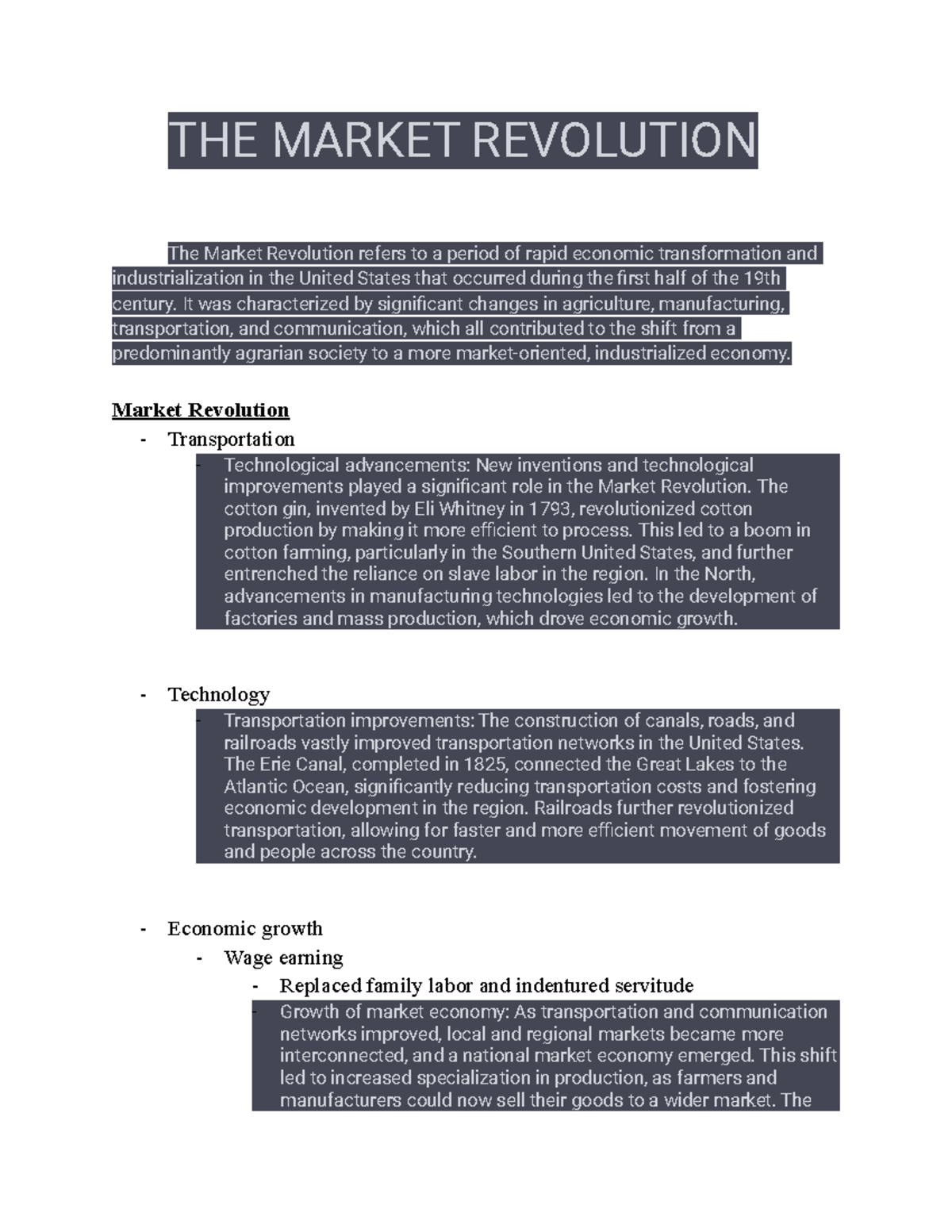 Market Revolution - It was characterized by significant changes in ...