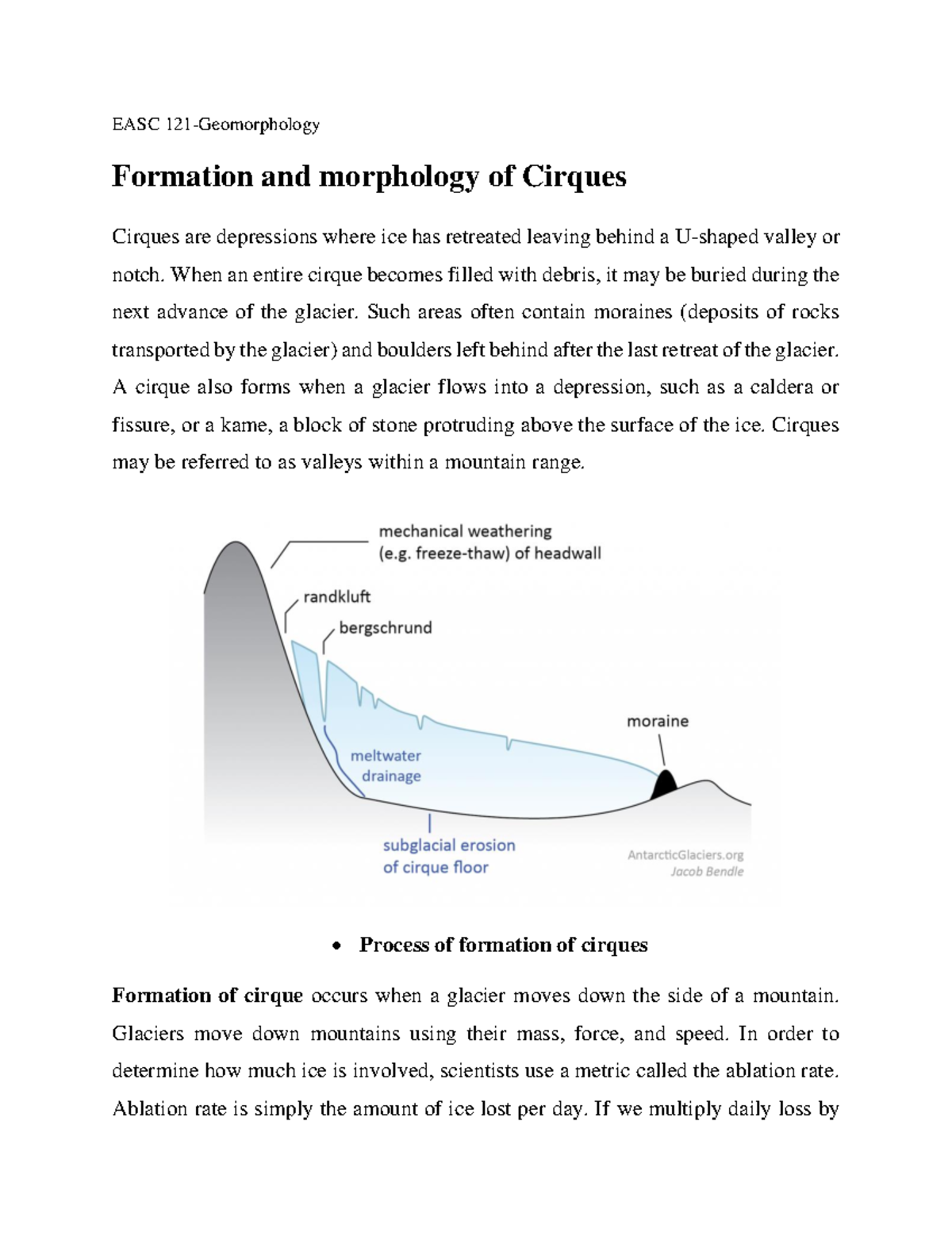 Formation and morphology of Cirques - EASC 121-Geomorphology Formation ...