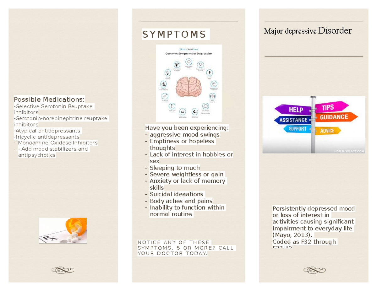 Major depression brochure project 4th week - Major depressive Disorder ...
