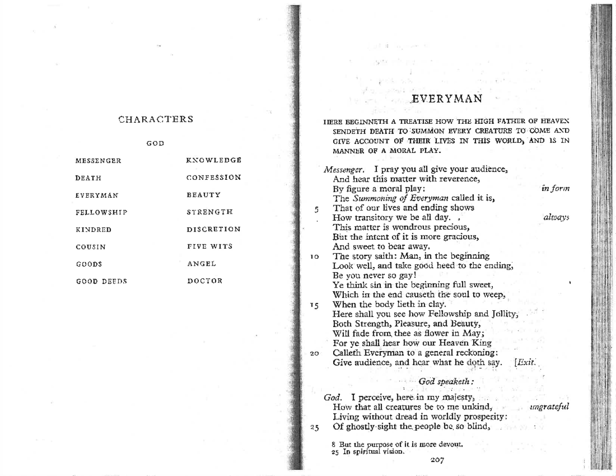 Everyman - ENGL 2111 - Studocu