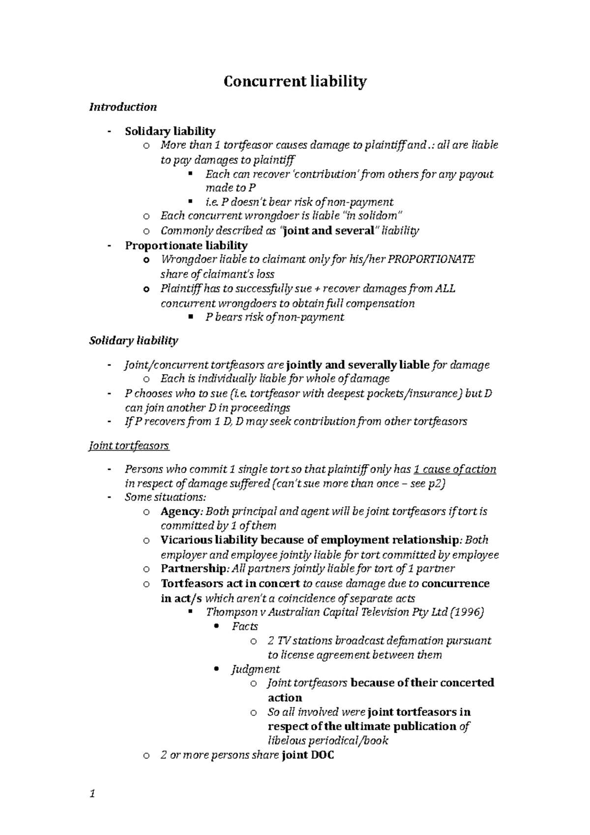 11 - Concurrent Liability - Concurrent liability Introduction ...