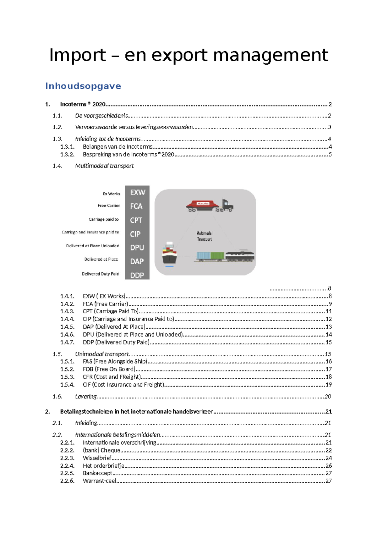 Import en export management - Import – en export management Incoterms ® - Studocu