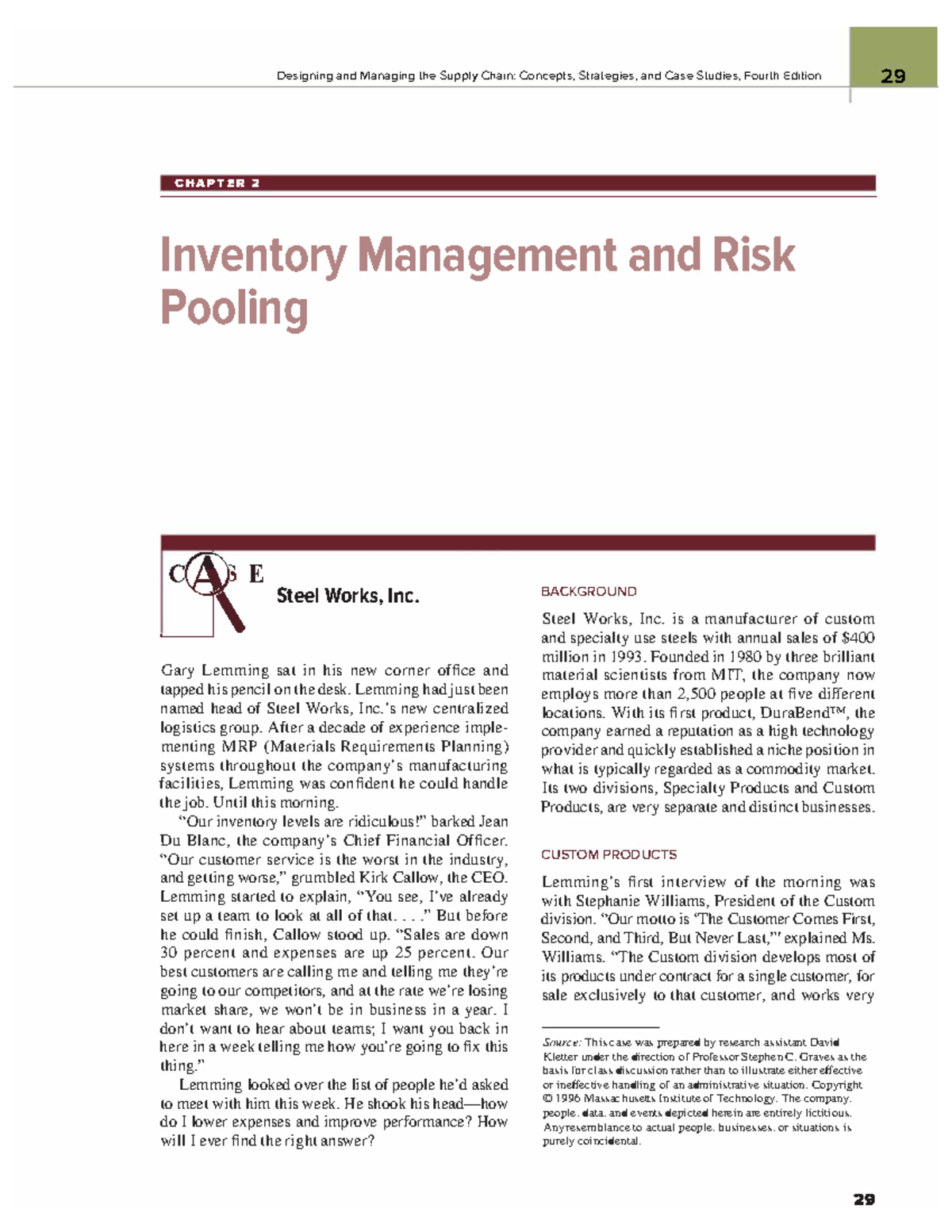 Chapter 2- Inventory Management and Risk Pooling - " " " " - Studocu