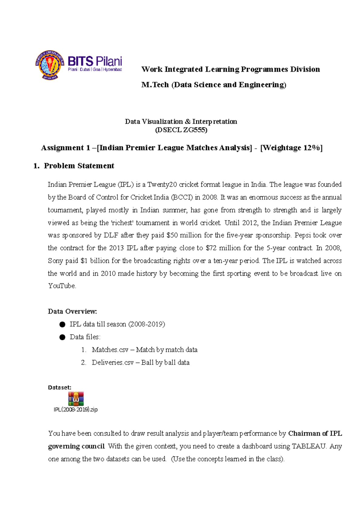DVI Assignment 1 IPL Matches Analysis - Work Integrated Learning ...