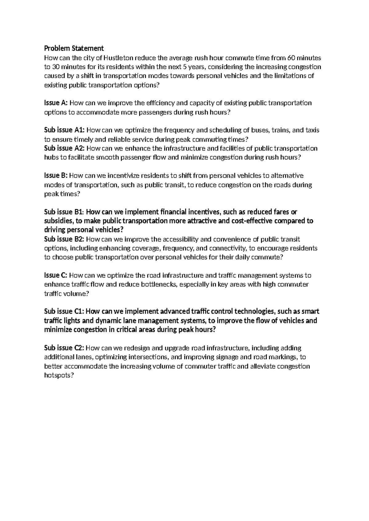 Mckinsey case study - Problem Statement How can the city of Hustleton ...